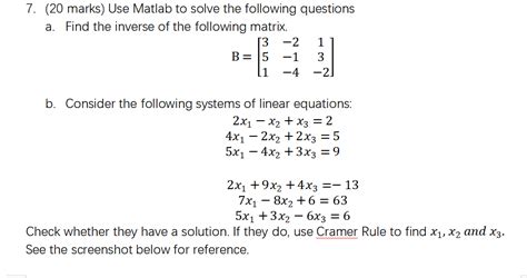 solved 7 20 marks use matlab to solve the following