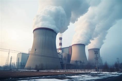 Generación De Energía En Curso Central Térmica Activa Con Humo Visible