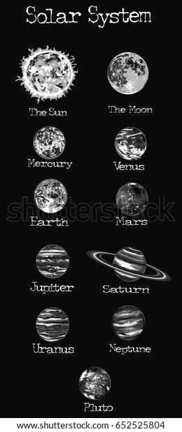 Black White Solar System Vector 스톡 벡터로열티 프리 652525804 Shutterstock