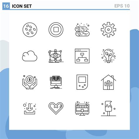 editable vector line pack of 16 simple outlines of design data