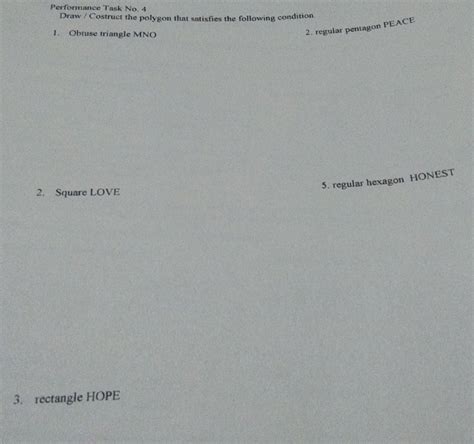 Solved Performance Task No 4 Draw Costruct The Polygon That