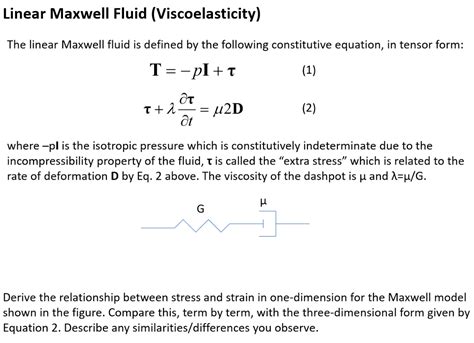 Solved Linear Maxwell Fluid Viscoelasticity The Linear