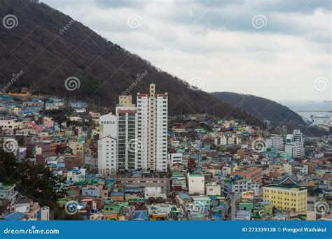 Gamcheon Culture Village With Colorful Houses Murals Shops And Cafe During Winter Afternoon At