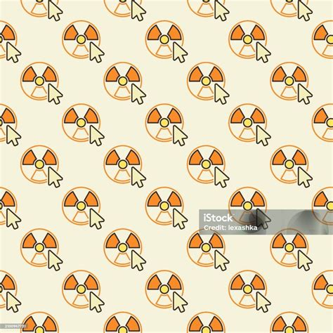 Mouse Cursor And Radiation Symbol Vector Colored Seamless Pattern In