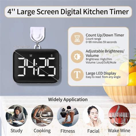 Digital Kitchen Timer Magnetic Countdown Count Up Timer With Large Led Display Loud Volume For