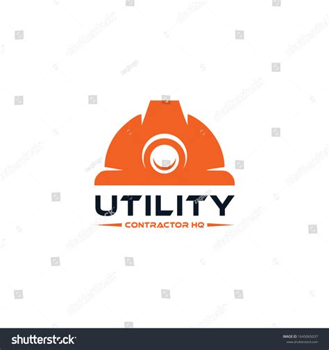 Vektor Stok Utility Work Helmet Logo Simple Templates Tanpa Royalti