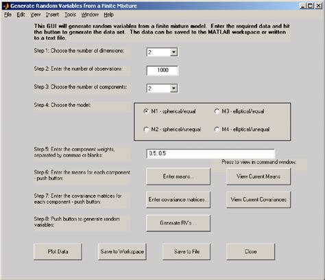 this shows the gui that is invoked with genmix the various steps that