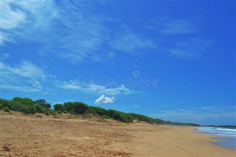 View Of The Waves And White Sand Of Ujung Genteng Beach Stock Image
