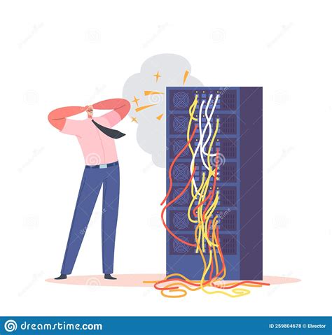 System Administrator Or Sysadmin Character Servicing Server Racks With
