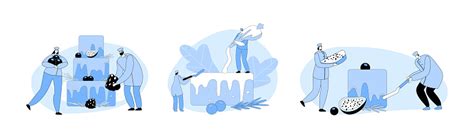 세트 사람들은 크림과 열매로 축제 케이크를 요리합니다 요리사 유니폼과 토크 캡 장식 파이의 작은 베이커 캐릭터 개체 그룹에 대한 스톡 벡터 아트 및 기타 이미지 Istock