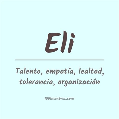 Significado Del Nombre Eli