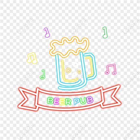 Gambar Label Bar Bir Efek Cahaya Neon Birupencahayaan Neoncatatan Png