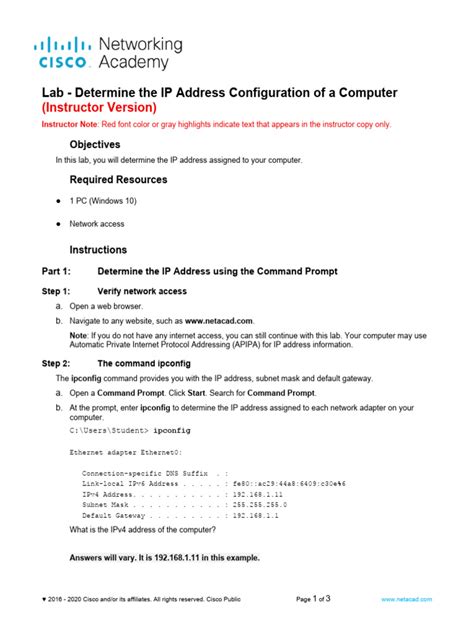 2 2 7 lab determine ip address configuration of a computer ilm pdf