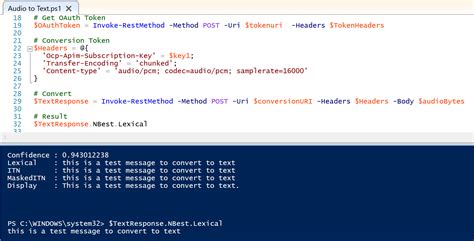 Utilising Azure Speech To Text Cognitive Services With Powershell Darrenjrobinson Bespoke