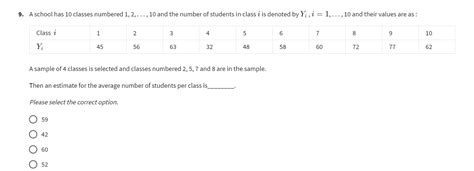 Solved A School Has 10 Classes Numbered 12dots10 And The