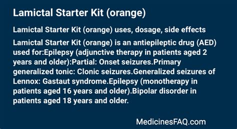 Lamictal Starter Kit Orange Uses Dosage Side Effects Food