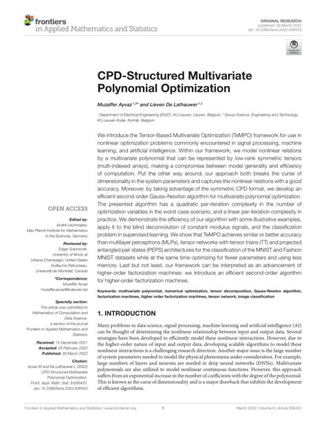 PDF CPD Structured Multivariate Polynomial Optimization