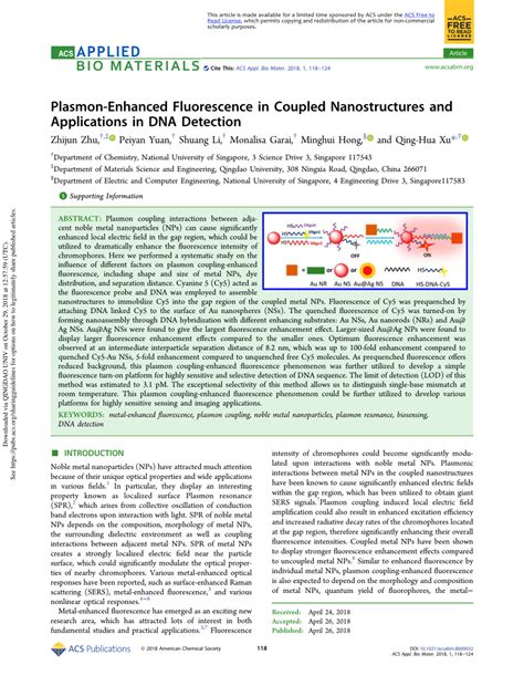 Pdf Plasmon Enhanced Fluorescence In Coupled Nanostructures And