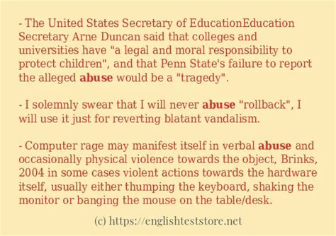 In Sentence Examples Of Abuse Englishteststore Blog