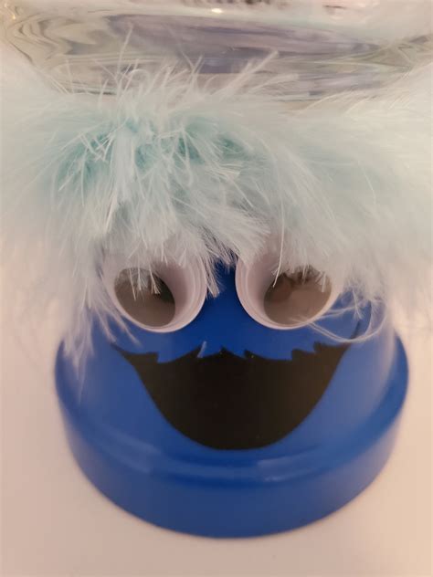 Blue Cookie Monster Candy Dish Blue Candy Dish Canister Cookies Bubble Gum Holder Birthday