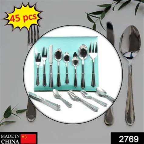2769 45pc Stainless Steel Flatware Set Used For Dinner Breakfast And Lunch Purposes At Rs 1999