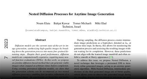 Paper Page Nested Diffusion Processes For Anytime Image Generation