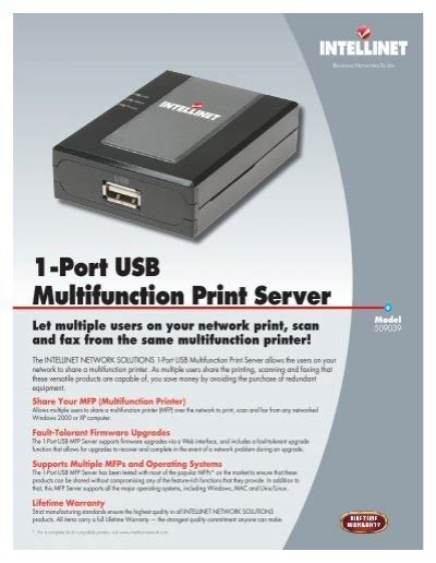 1 Port USB Multifunction Print Server Let Multiple Users On Your