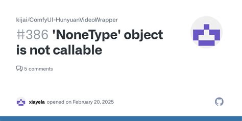 Nonetype Object Is Not Callable · Issue 386 · Kijaicomfyui Hunyuanvideowrapper · Github
