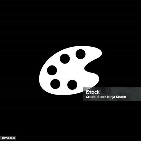 검은 색 배경에 색상 팔레트 아이콘 페인팅 검정 평면 스타일 벡터 일러스트 개념에 대한 스톡 벡터 아트 및 기타 이미지 개념