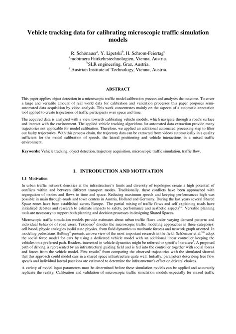 Pdf Vehicle Tracking Data For Calibrating Microscopic Traffic Simulation Models