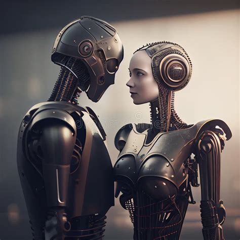 A Woman And A Robot Looking At Each Other Generative Ai Stock