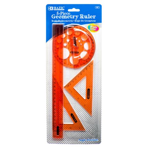 Bazic Ruler 5pc Geometry Use Asst Jc Sales