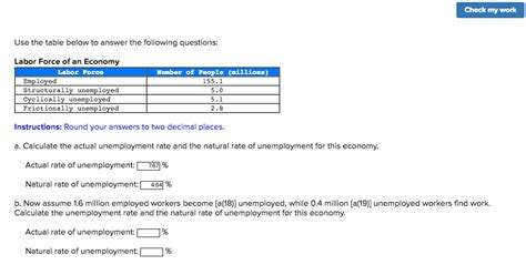 solved check my work use the table below to answer the