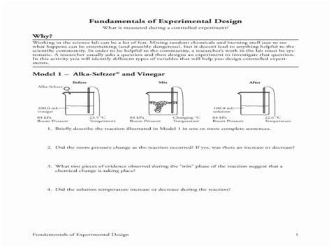 50 Experimental Design Worksheet Answers
