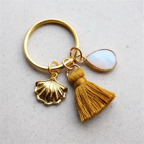 Schelp Sleutelhanger Met Kwastje Strand Kleine