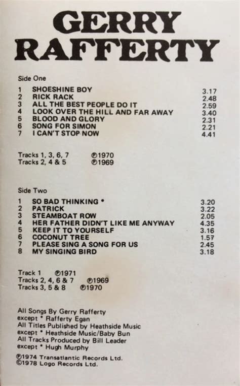 Gerry Rafferty Gerry Rafferty1978 Uk Dolby Bcompilationnm 350