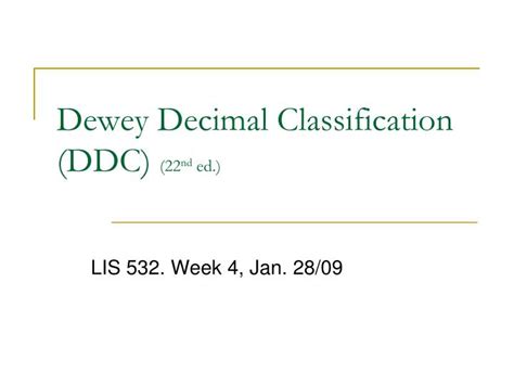 Ppt Dewey Decimal Classification Ddc 22 Nd Ed Powerpoint