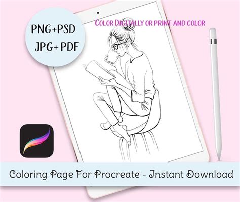 Coloring Page For Procreate Coloring Pages Download Coloring Etsy