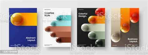 고유한 3d 구 전단지 템플릿 집합입니다 여러 가지 빛깔의 기업 표지 벡터 디자인 일러스트 레이션 구성 A4 용지에 대한 스톡 벡터 아트 및 기타 이미지 Istock