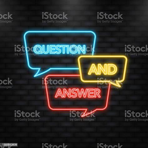 네온 아이콘 질문 및 답변 버블 채팅 아이콘입니다 벡터 일러스트레이션 Brand Name Online Messaging Platform에 대한 스톡 벡터 아트 및 기타
