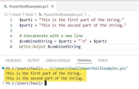 Concatenate String With Newline In Powershell