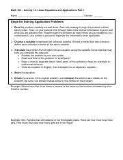 Solving Linear Equations Practical Applications Examples Course Hero