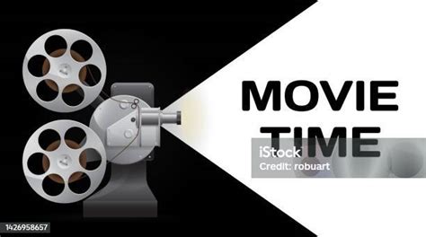 필름 릴과 티켓이있는 복고풍 영화 프로젝터 아날로그 장치 시네마 영화 필름 프로젝터 카메라 필름에 대한 스톡 벡터 아트 및 기타