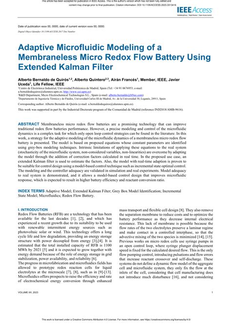 Pdf Adaptive Microfluidic Modeling Of A Membraneless Micro Redox Flow Battery Using Extended