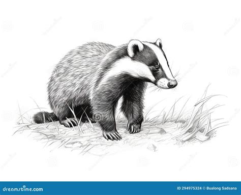 Badger Drawing Made With Generative Ai Illustration Royalty Free