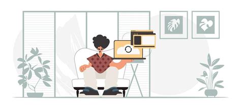 Man With Computer Vector Art Icons And Graphics For Free Download
