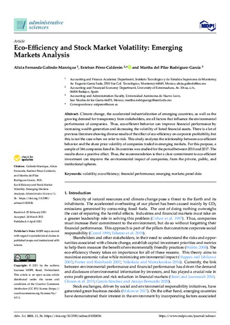 pdf eco efficiency and stock market volatility emerging markets analysis