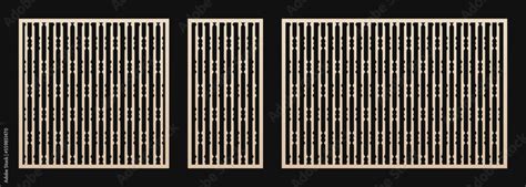 Laser Cut Patterns Vector Set With Striped Geometric Ornament Abstract Lines Grid Mesh