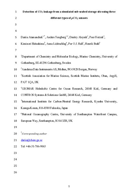 Pdf Detection Of Co 2 Leakage From A Simulated Sub Seabed Storage Site Using Three Different