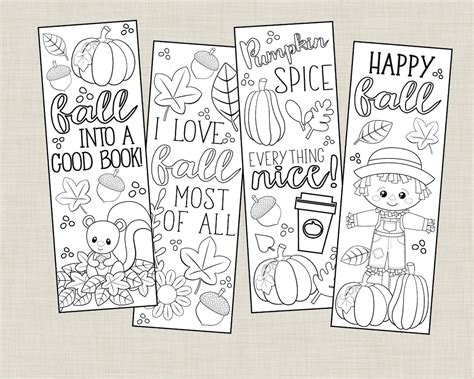 Printable Fall Color Your Own Bookmarks For Classroom Fall Party